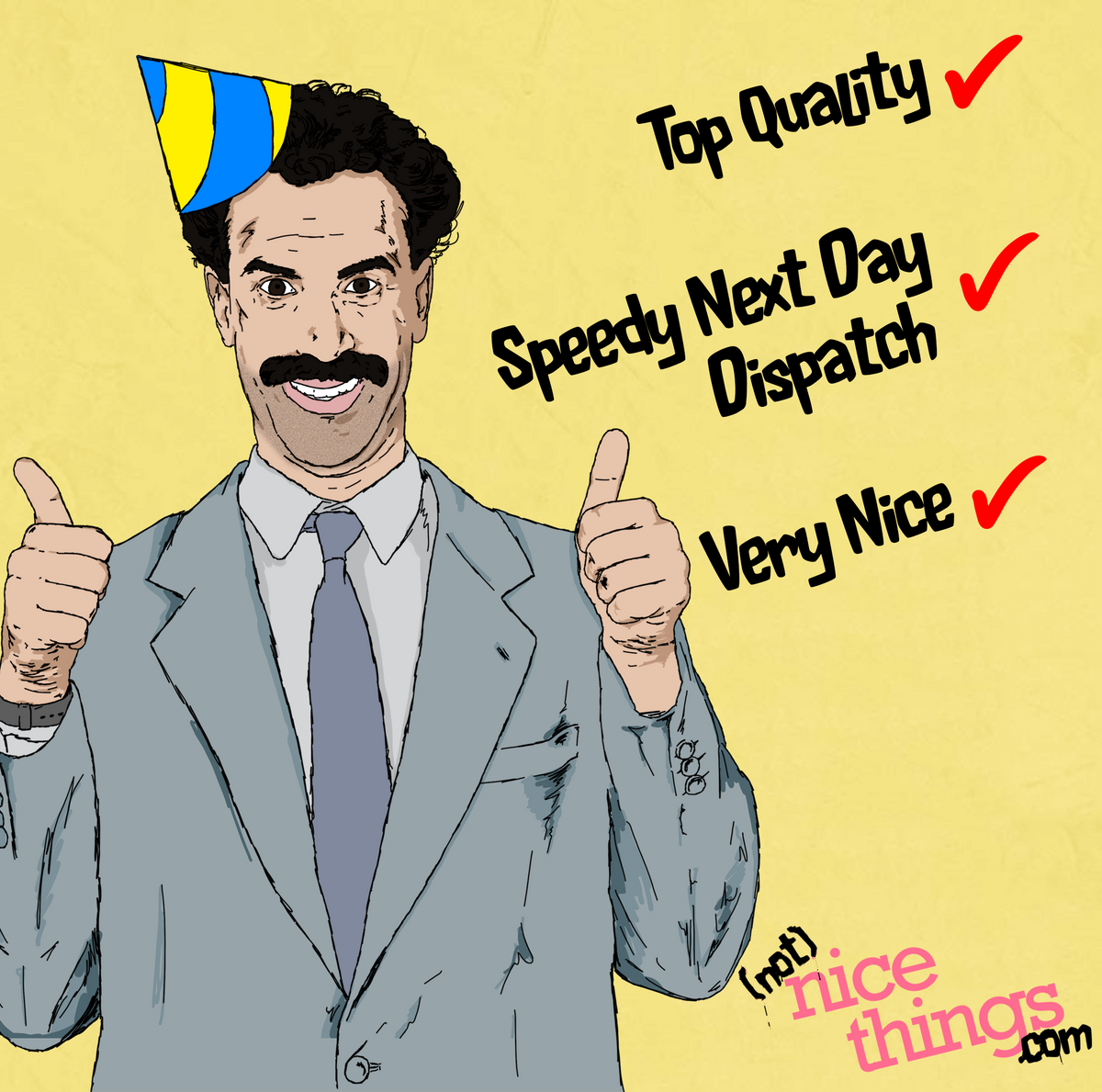 Borat Funny Birthday Card | Borat 2 Sacha Baron Cohen Greetings Card